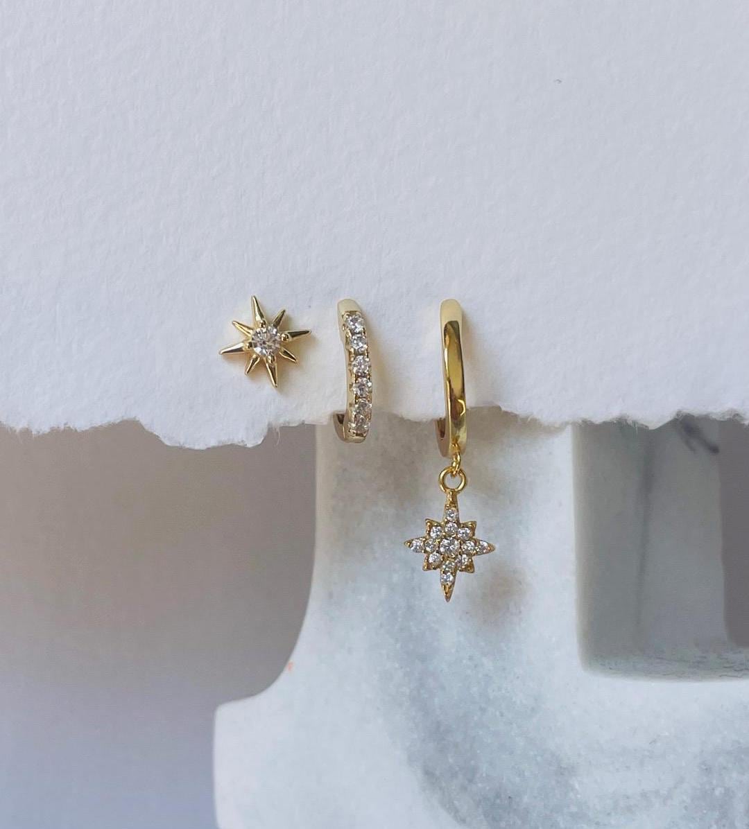 Starburst Hoop Earring Stack Set by Glance of Glow, Gift for Her ...