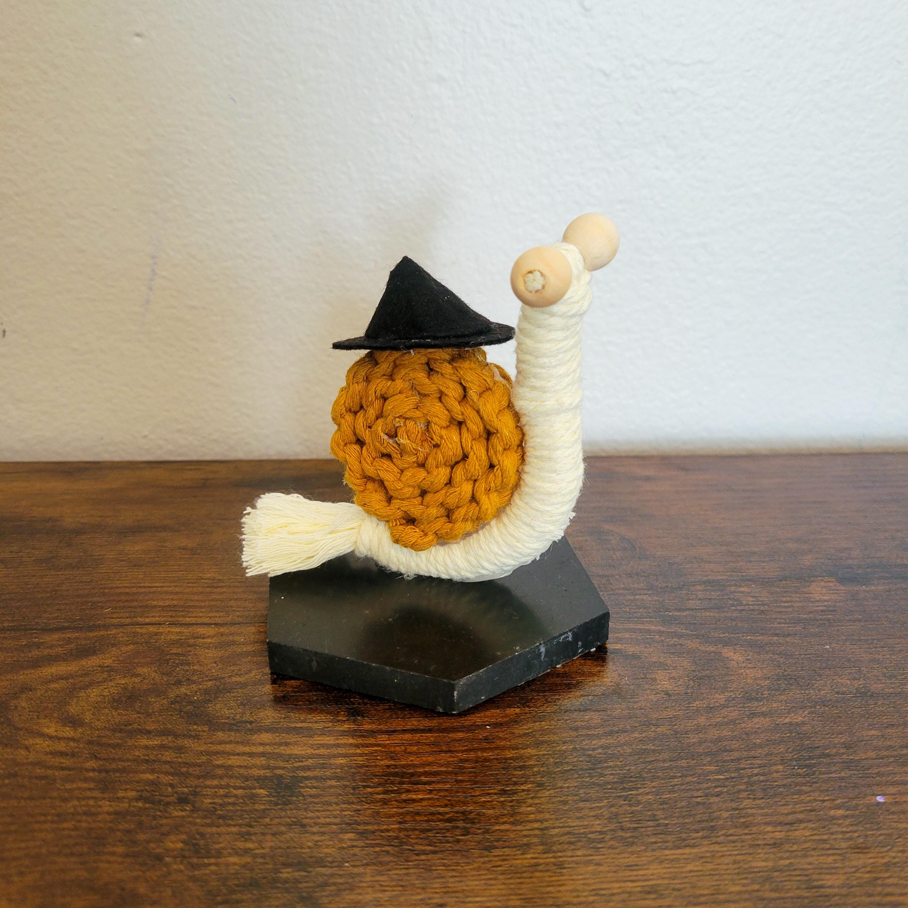 Boho Halloween | Cute Snail in Witch Hat | Macrame Tabletop Art | Fall ...