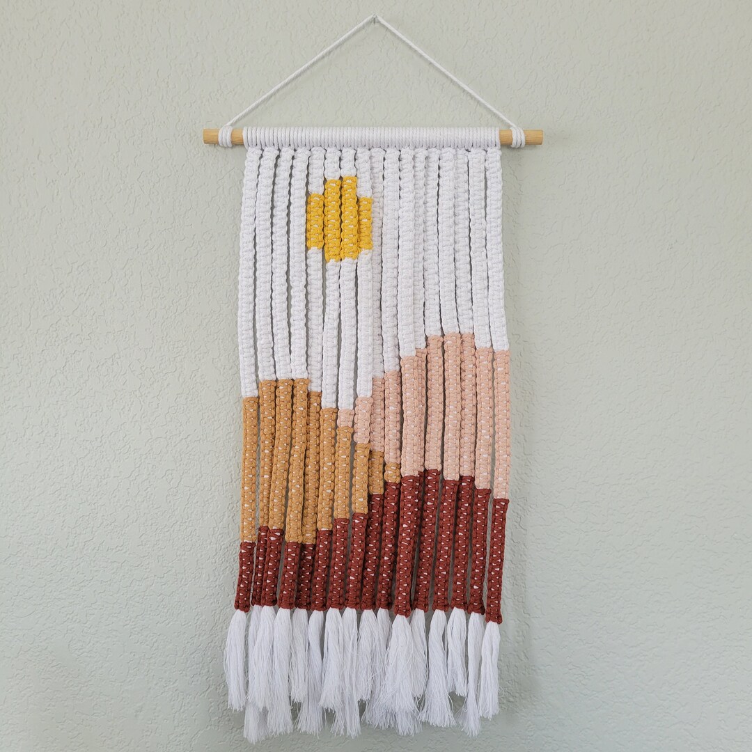 Boho Macrame Mojave Desert Mountain Nature Landscape Wall Art Hanging ...