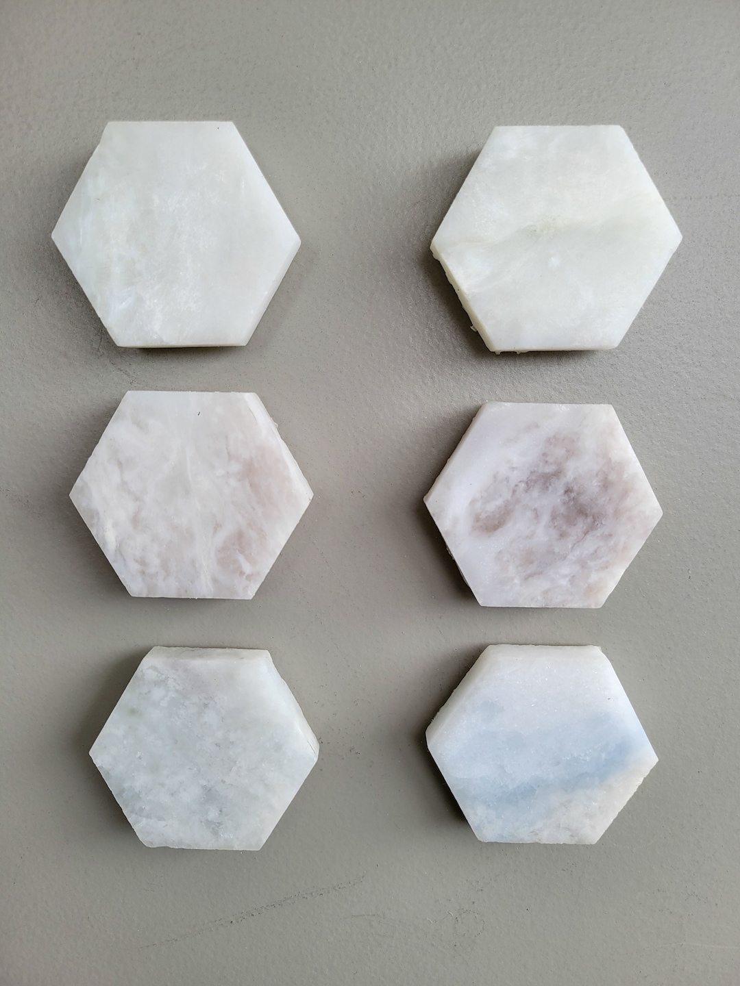 Magnet Set | Natural Stone Marble | 2" Hexagon | Ombre Colored in Light ...
