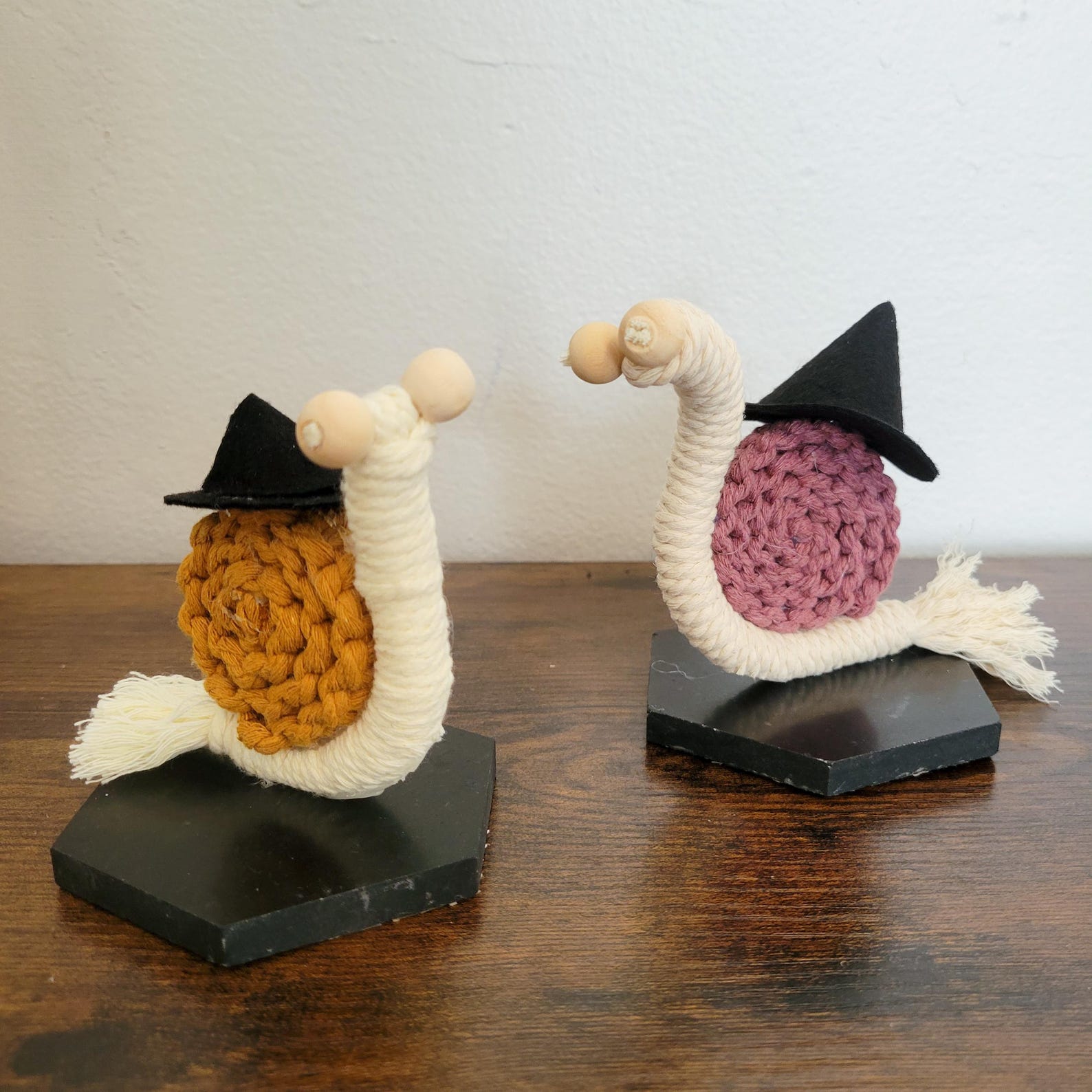 Boho Halloween | Cute Snail in Witch Hat | Macrame Tabletop Art | Fall ...