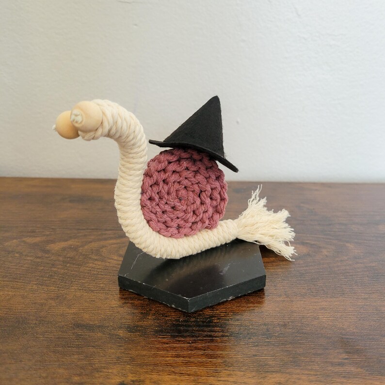 Boho Halloween | Cute Snail in Witch Hat | Macrame Tabletop Art | Fall ...