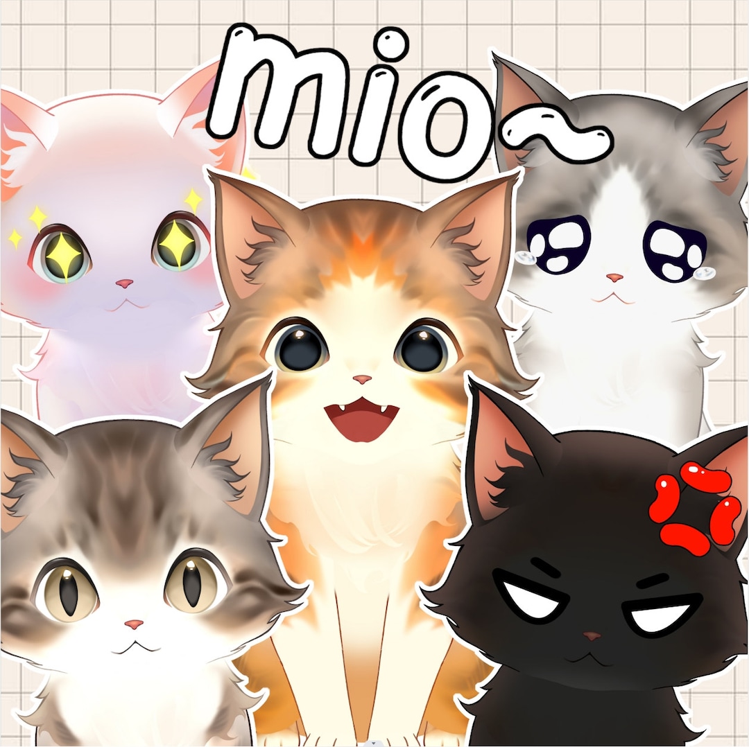 Five Colour Cat Vtuber Model: Fully Rigged Live2d Model - Etsy