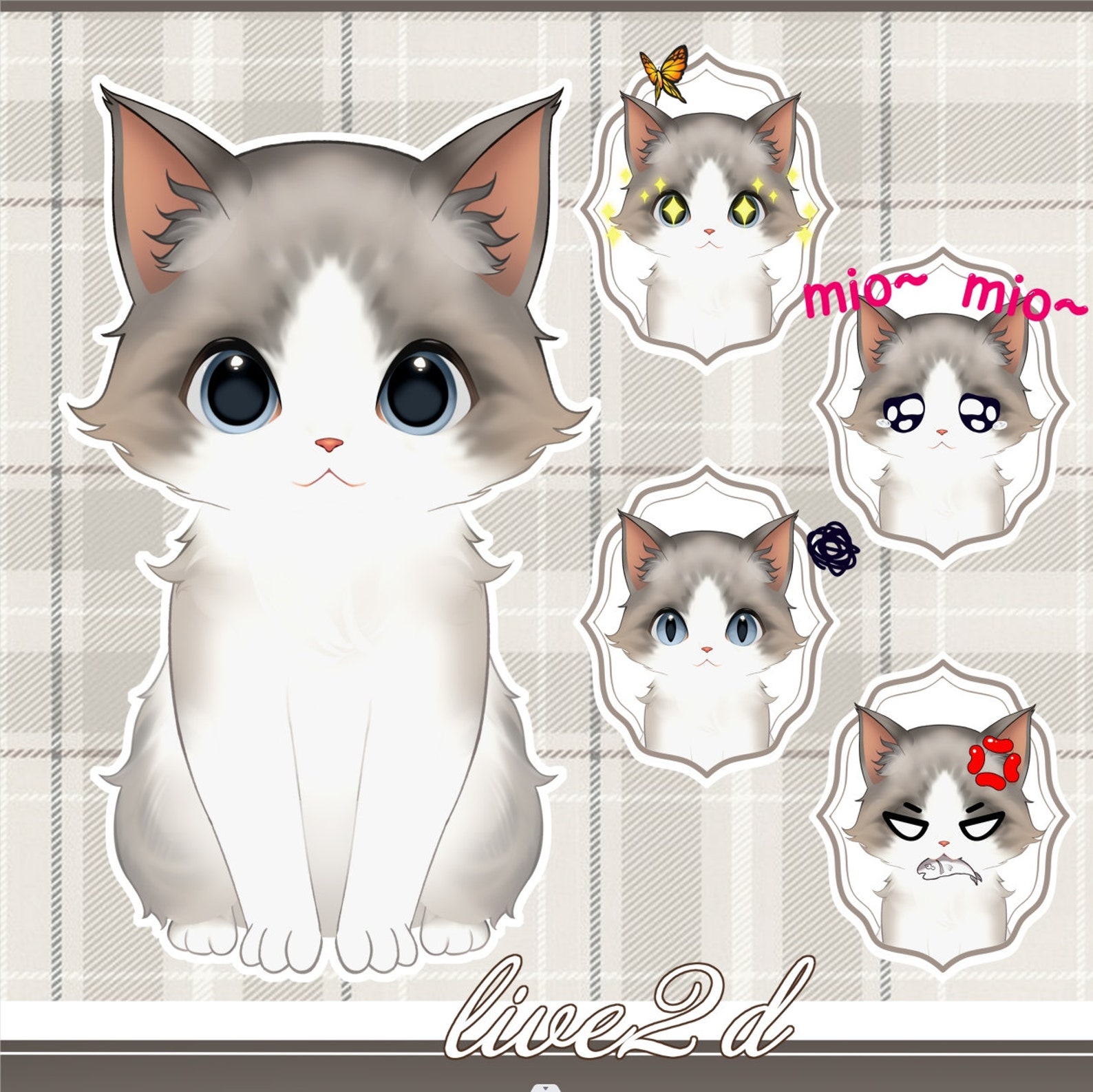 Five Colour Cat Vtuber Model: Fully Rigged Live2d Model - Etsy