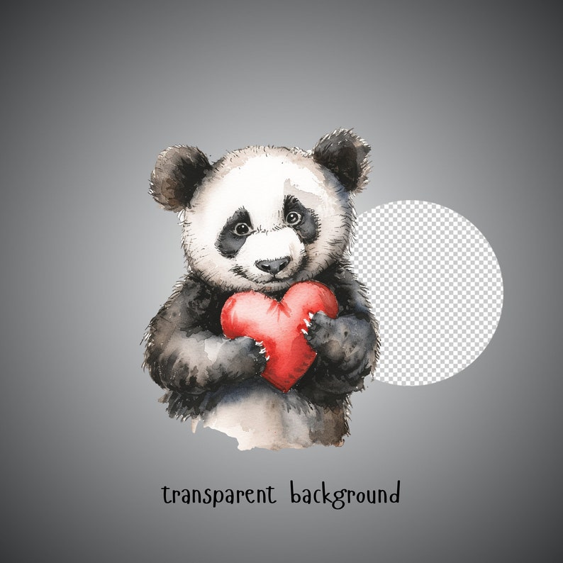 Cute Panda Clipart Bundle, Watercolor Love Clip Art, Valentine's Day ...