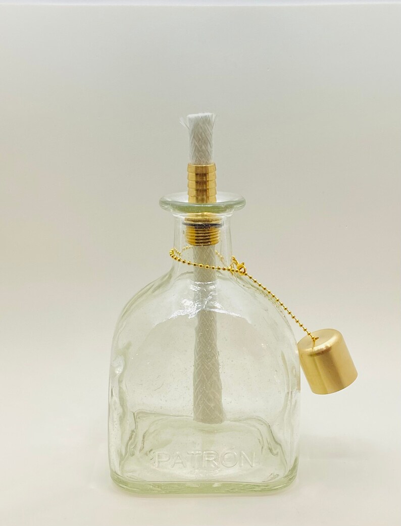 Recycled 28 Ounce Patron Liquor Bottle Up-cycled Tabletop Tiki Torch ...