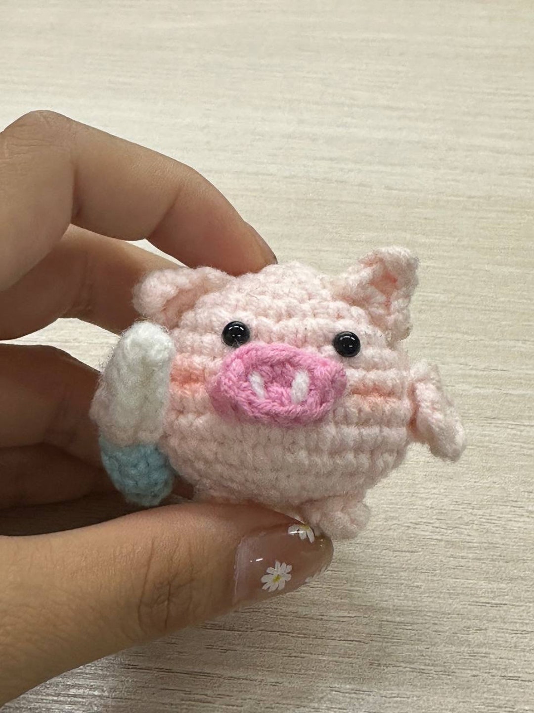 Keychain Pig Cute Crochet, Crochet Pig With Knife Keychain, Pig Bag ...