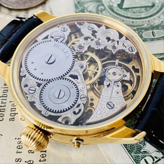 Rolex Engraved skeleton 1940's Rolex 17 jewels manual… - Gem