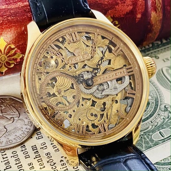 Rolex Engraved skeleton 1940's Rolex 17 jewels manual… - Gem