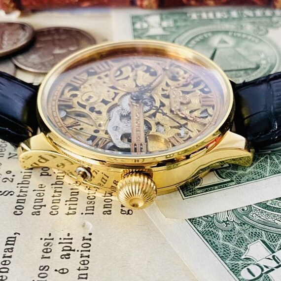 Rolex Engraved skeleton 1940's Rolex 17 jewels manual… - Gem