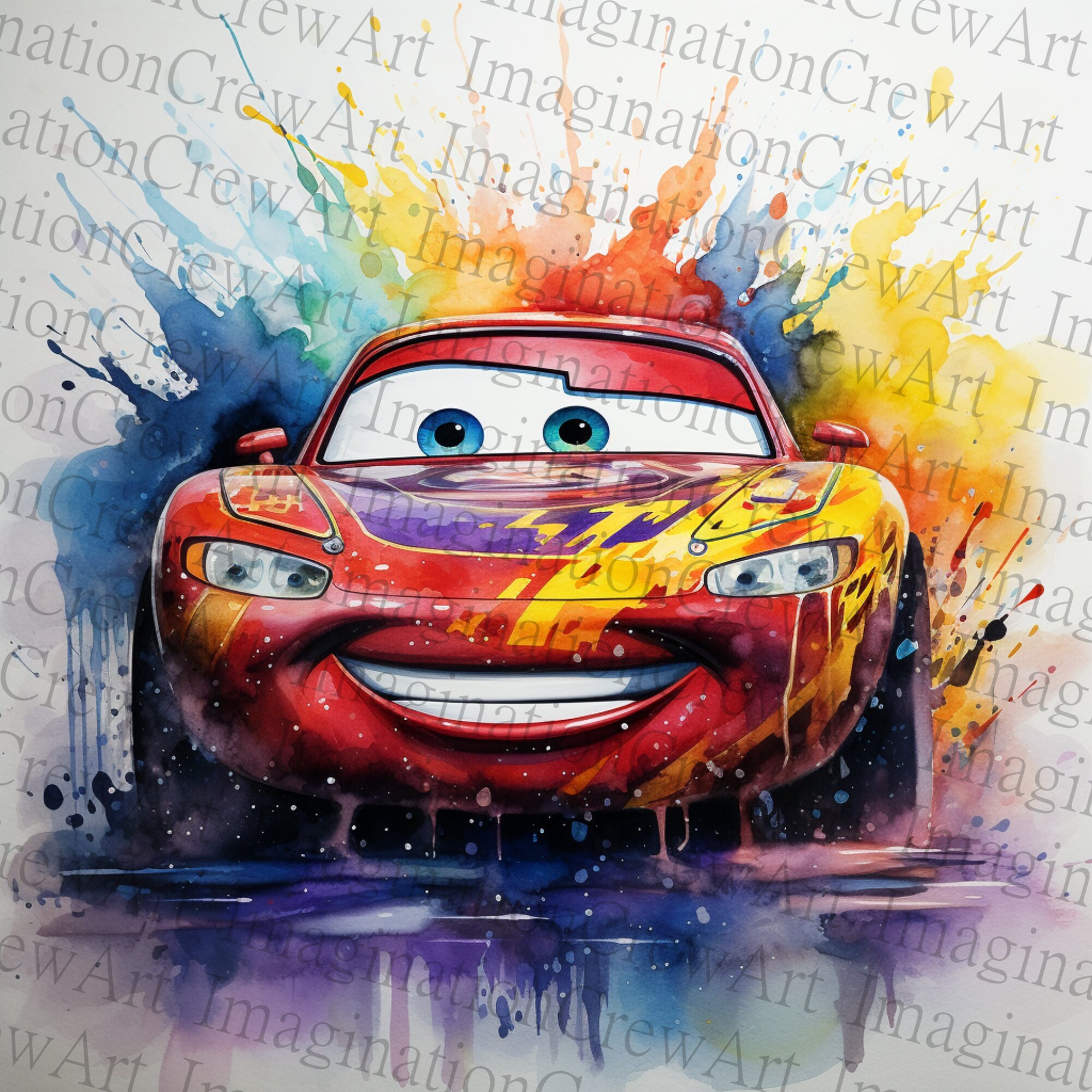 Lightning Mcqueen Car Rainbow Paint Explosion Png, Clip Art, Digital ...