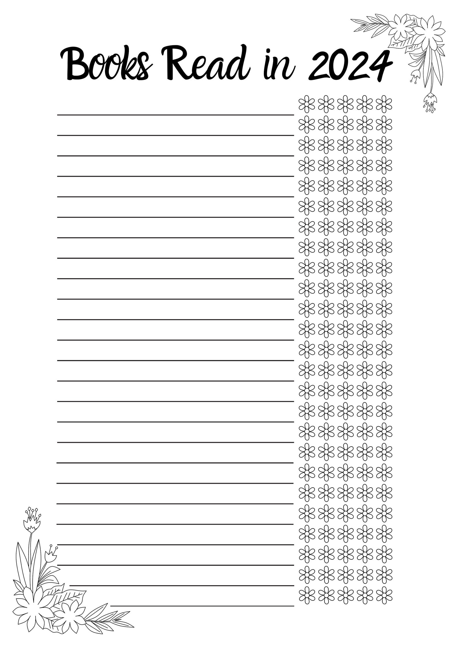 Printable Reading Tracker, Book Tracker, 2024 Bujo, Reading Planner ...