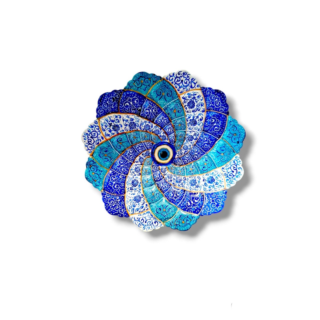 Minakari Wall Hanging Plate Evil Eyenazar Enameling Metal Wall Decor ...