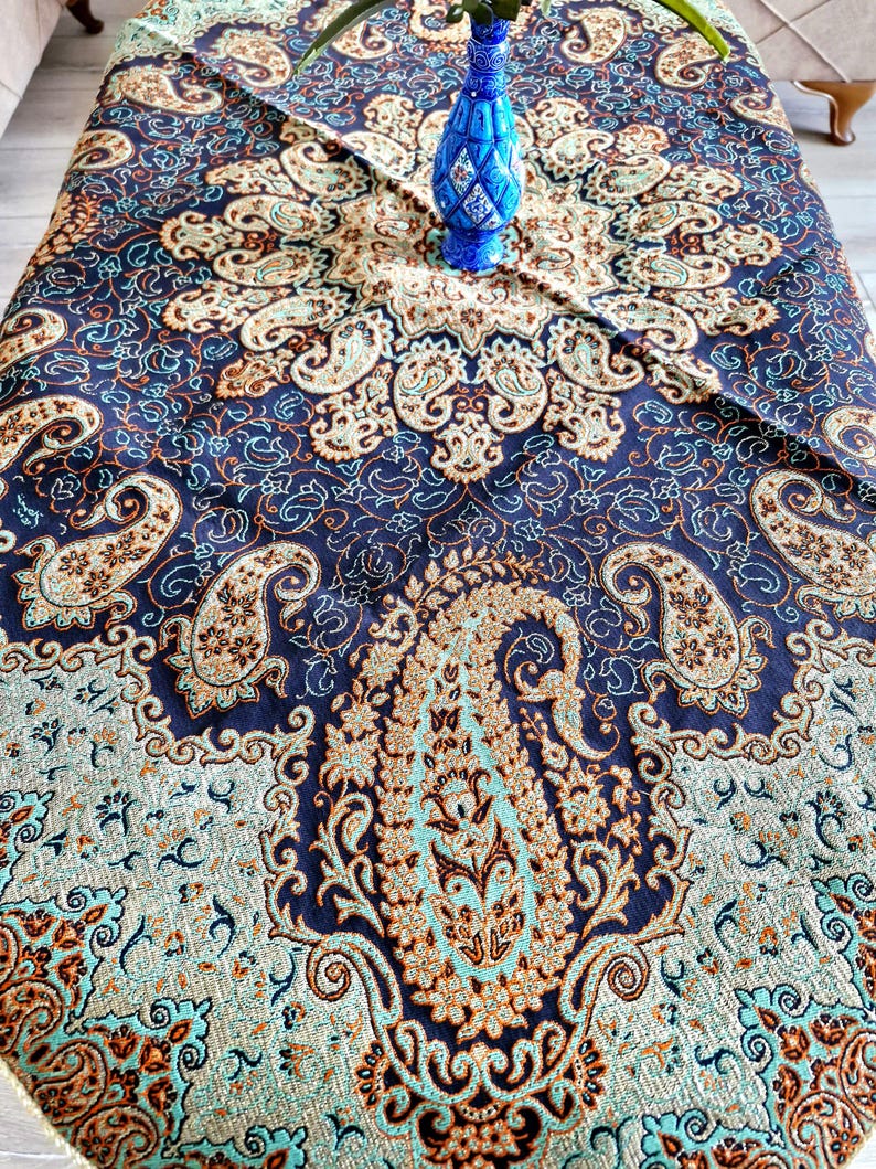 Silk Termeh Tablecloth 100 X 100 Gorgeous Square Tablecloth Persian Art ...