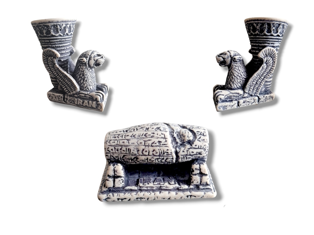 Cyrus Cylinder Replica Two Riton With Head of Lion Persian Status Set ...