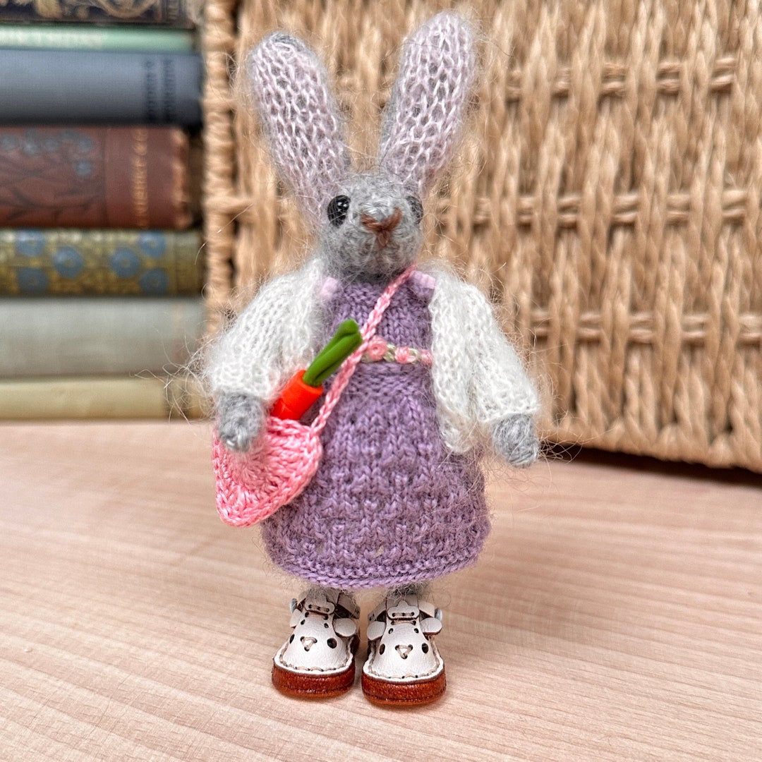 Violet - Bunny Miniature, Knitted Rabbit Collectible Doll in Hand ...