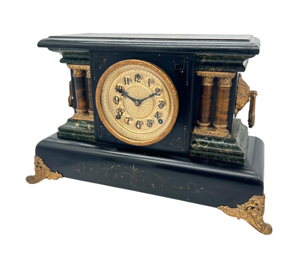 Stunning Antique American Slate Architectural Mantle Clock – Ca1895 - Etsy