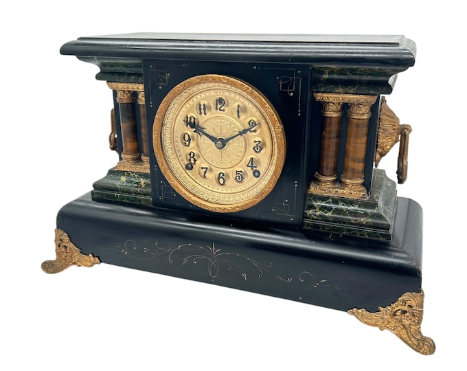 Stunning Antique American Slate Architectural Mantle Clock – Ca1895 - Etsy