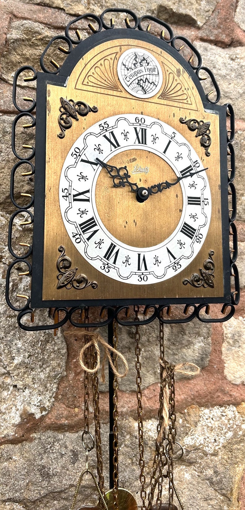 German Schatz Striking Dial Wall Clock Iron Carved Frame Brass Dial - Etsy
