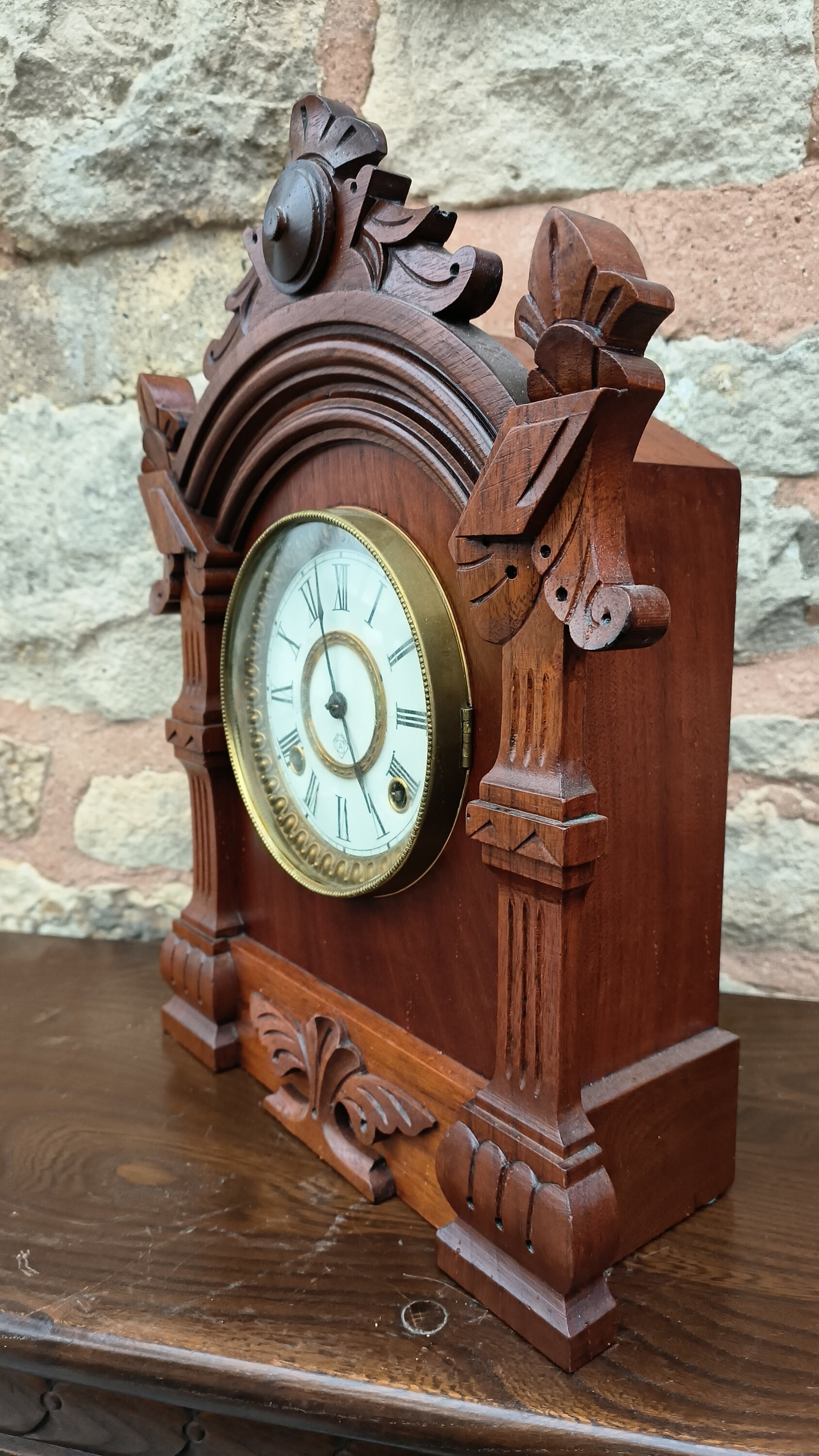 Extraordinary Ansonia American Oak Gingerbread Mantel Clock Antique 8 ...