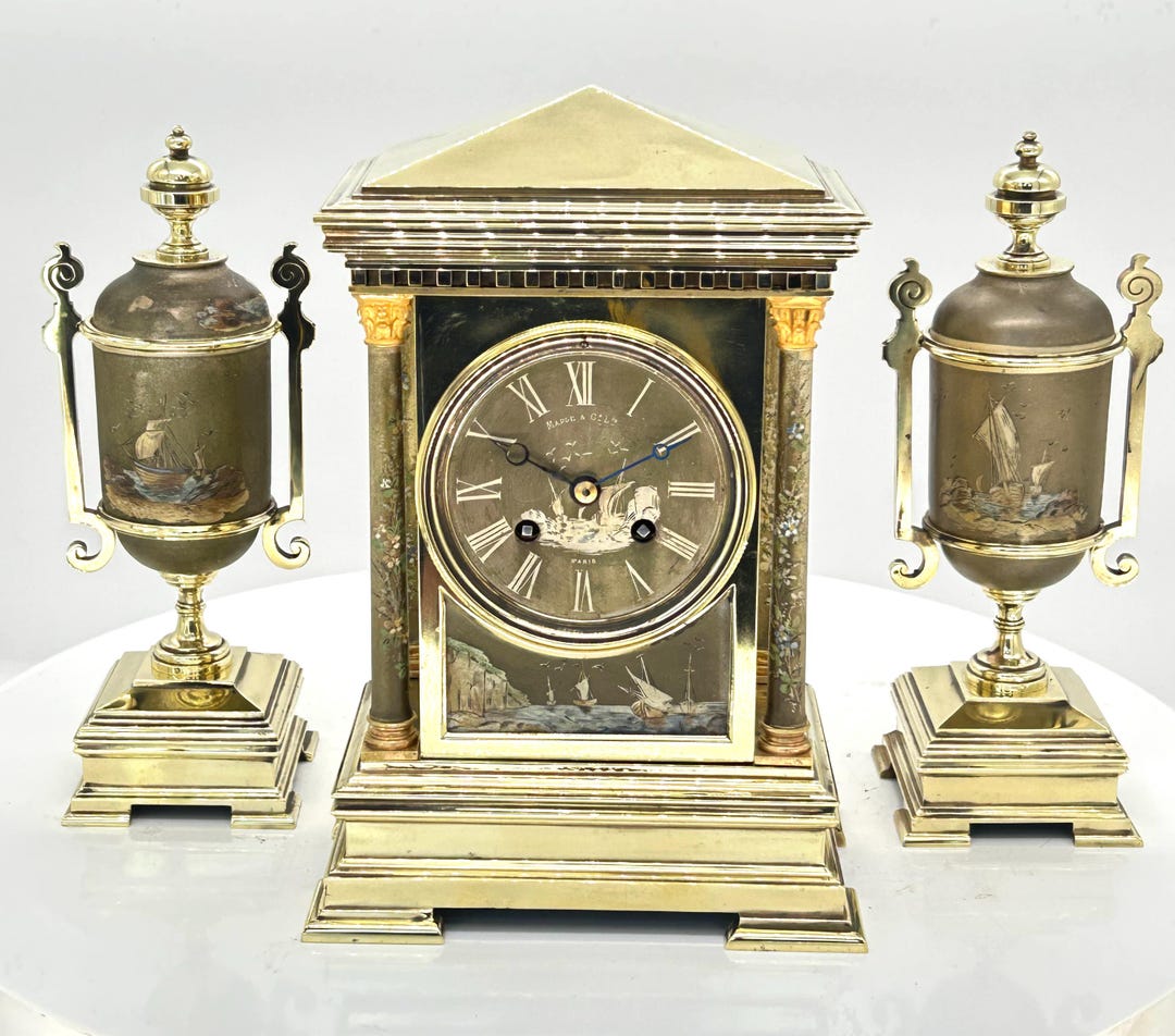 Antique French Bell Striking 8-day Mantel Clock - Sevres Panels C1860 ...