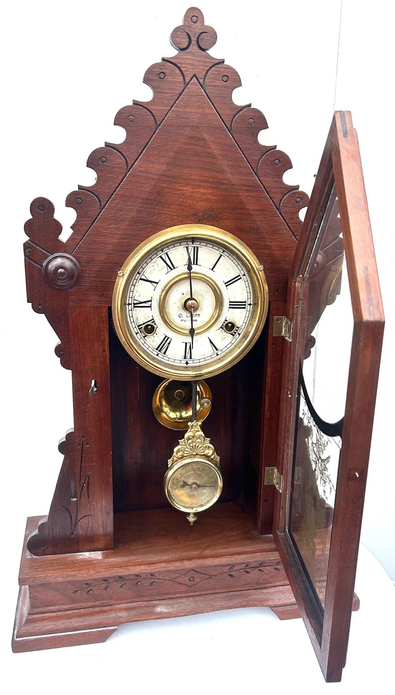 Super Rare American Gingerbread Mantel Clock Antique 8 Day Striking ...