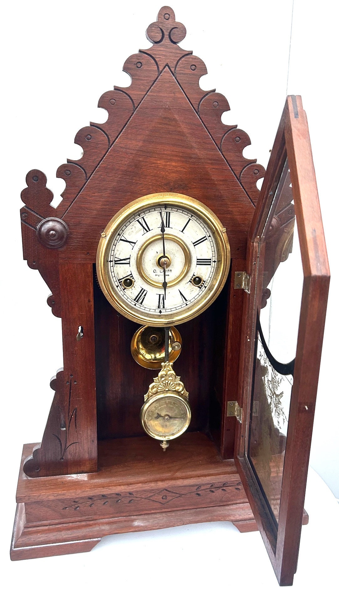 Super Rare American Gingerbread Mantel Clock Antique 8 Day Striking ...