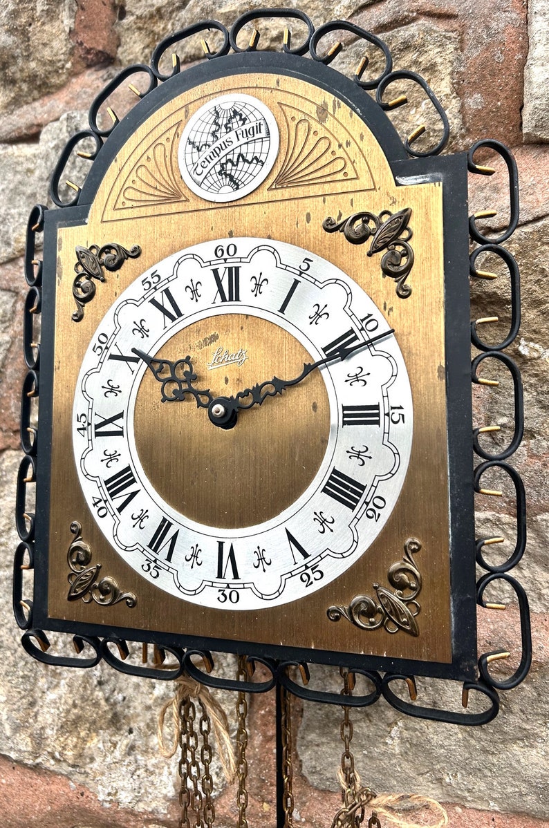 German Schatz Striking Dial Wall Clock Iron Carved Frame Brass Dial - Etsy