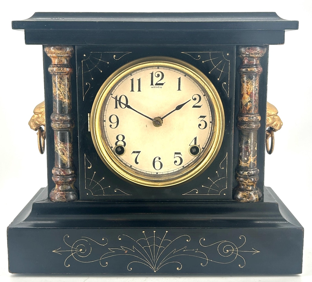 Stunning Architectural American Slate Mantel Clock by Welch - Ca1900 - Etsy