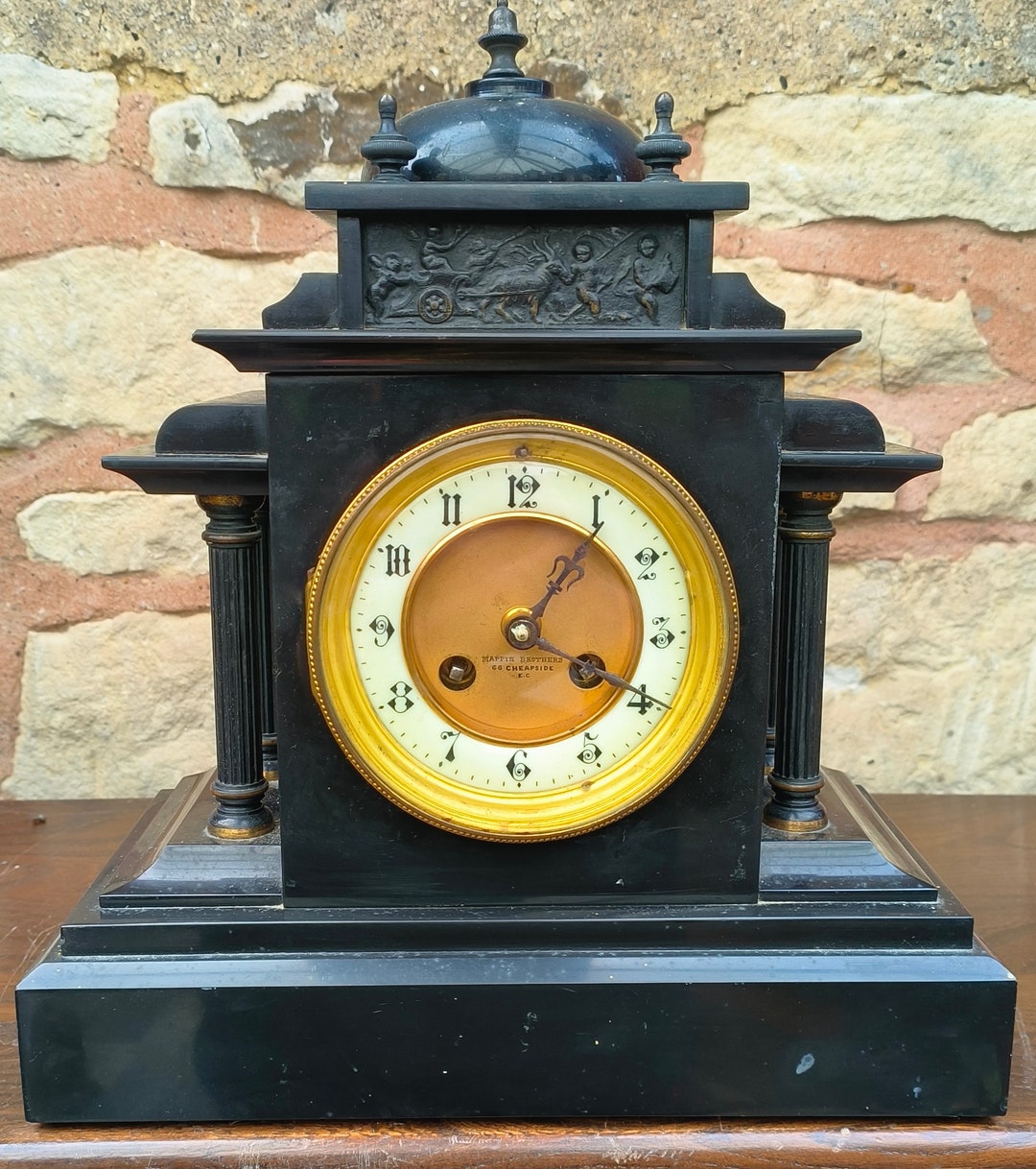 Classic Antique English Mapping Brothers Slate & Marble 8-day Mantel ...