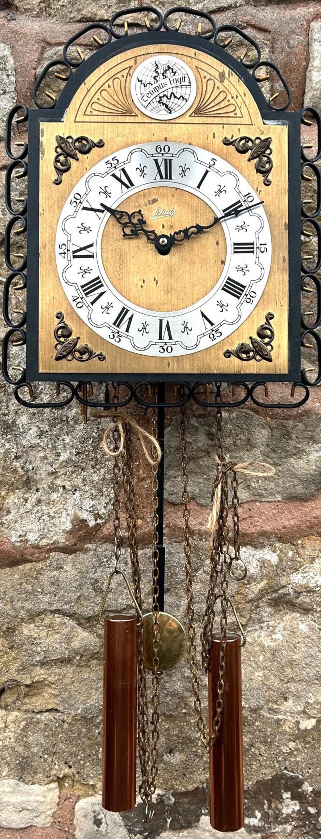 German Schatz Striking Dial Wall Clock Iron Carved Frame Brass Dial - Etsy