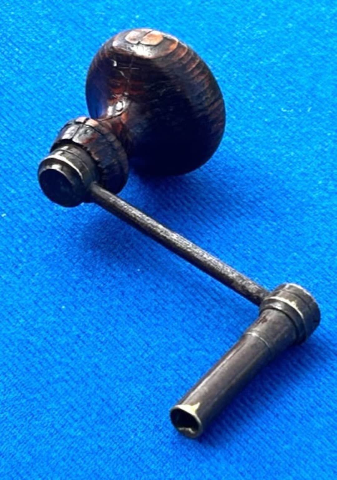 Antique Grandfather Clock Key Georgian Turned Wood Handle Longcase ...