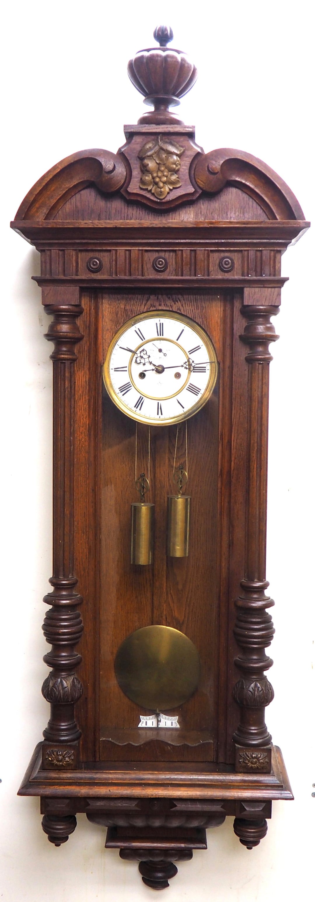 Rare Impressive Antique Oak Cased 8-day Twin Weight Striking Vienna ...