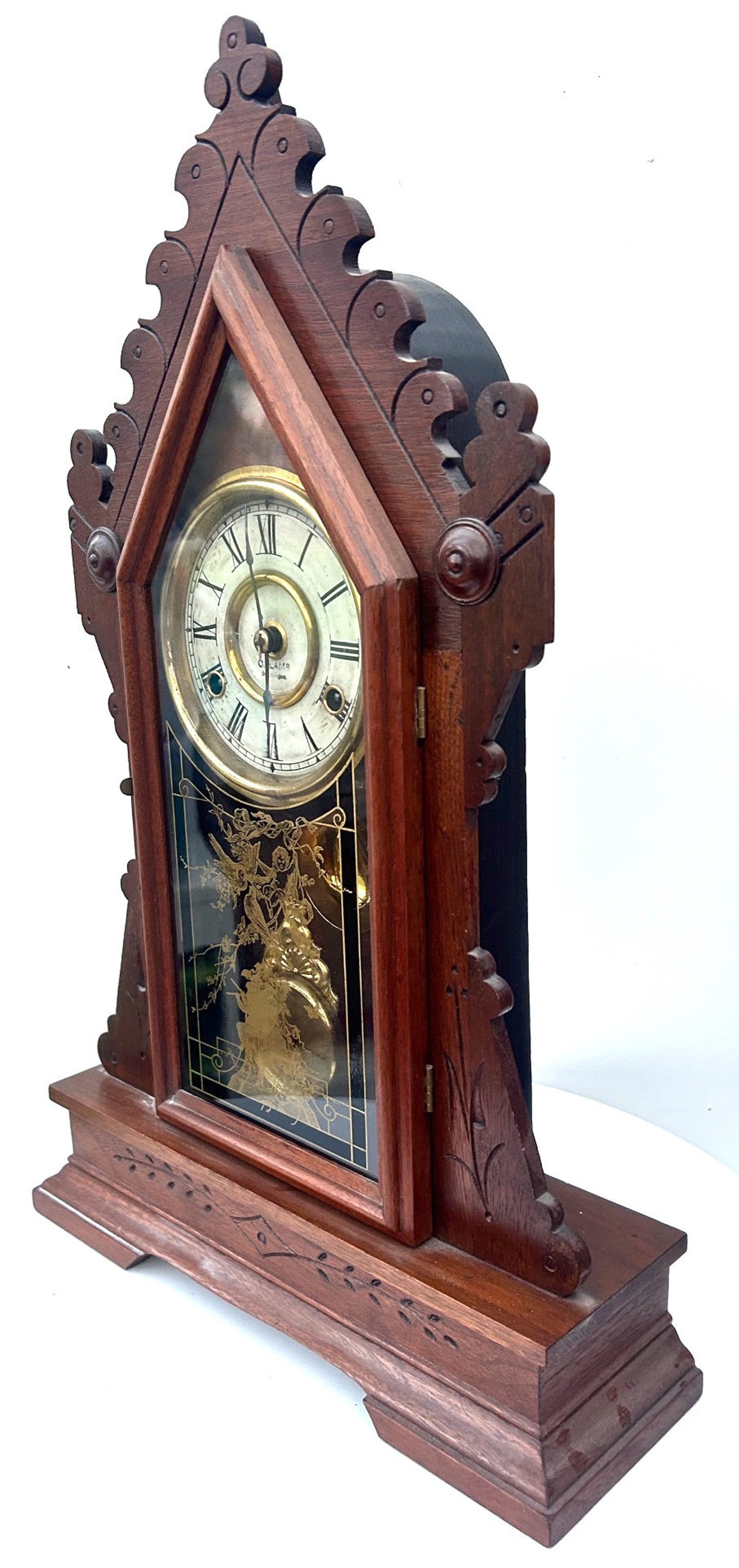 Super Rare American Gingerbread Mantel Clock Antique 8 Day Striking ...