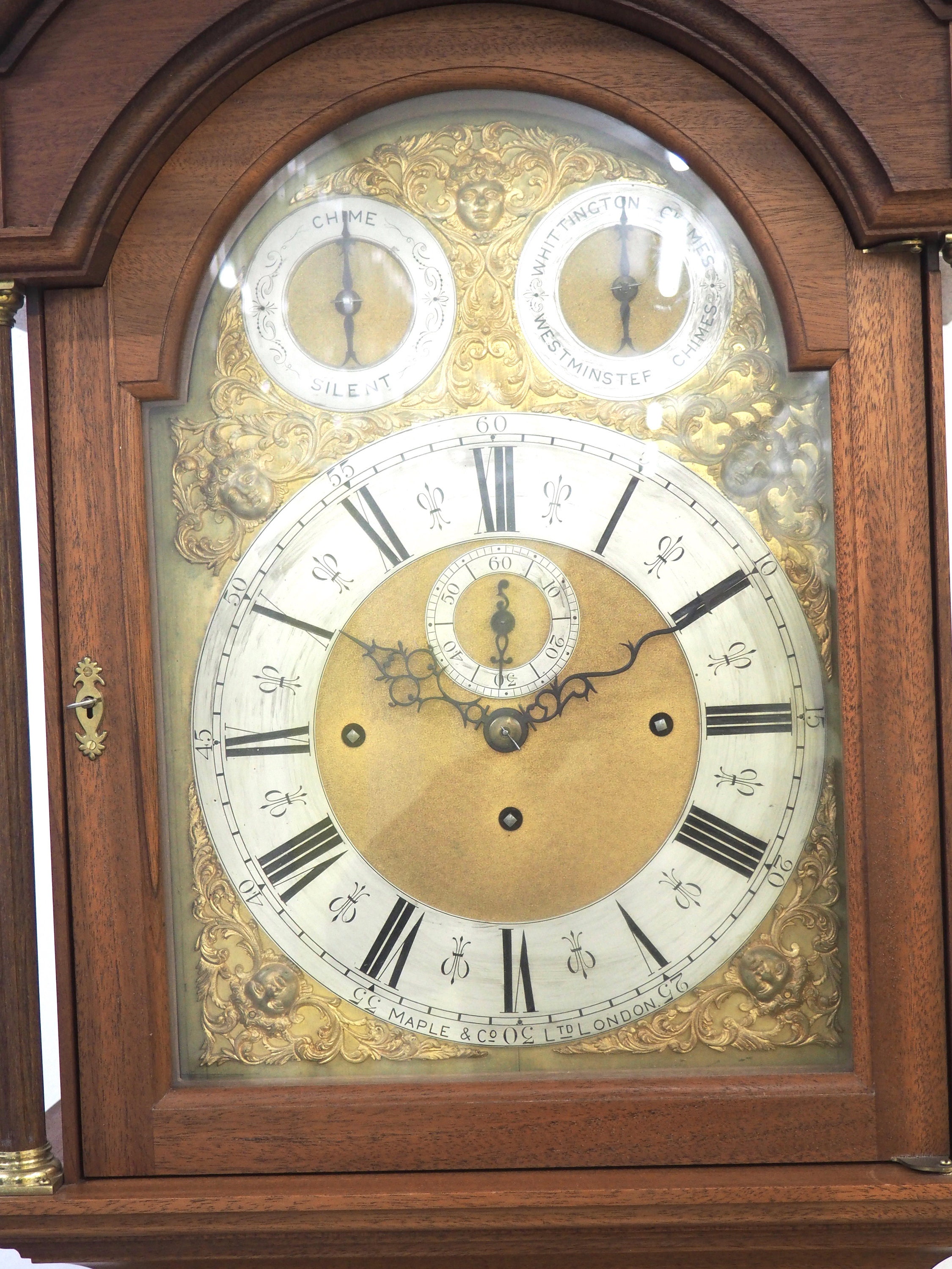 19THC English Style Chiming Longcase Clock Mahogany 8 Bell Grandfather ...