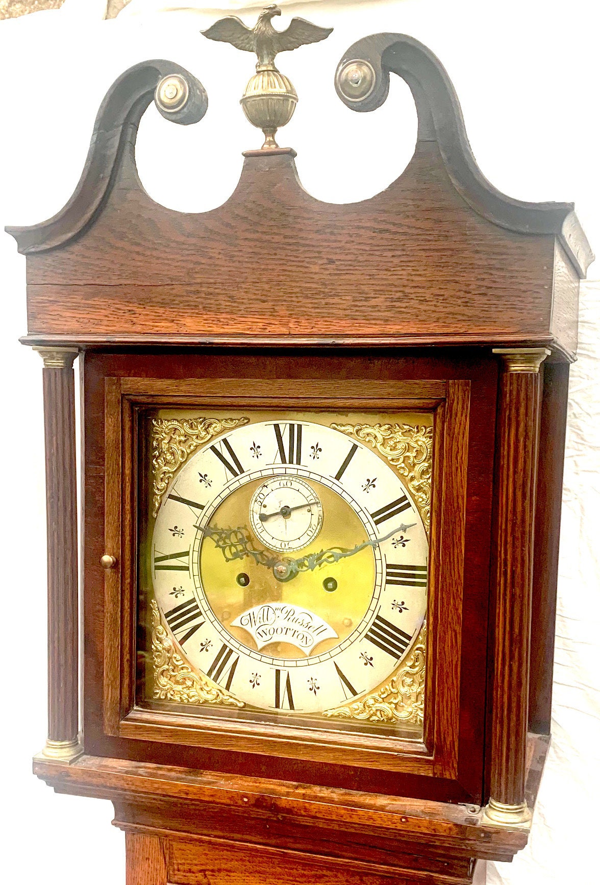 19THC English 8-day Longcase Clock in Oak Case With Brass Dial - Signed ...