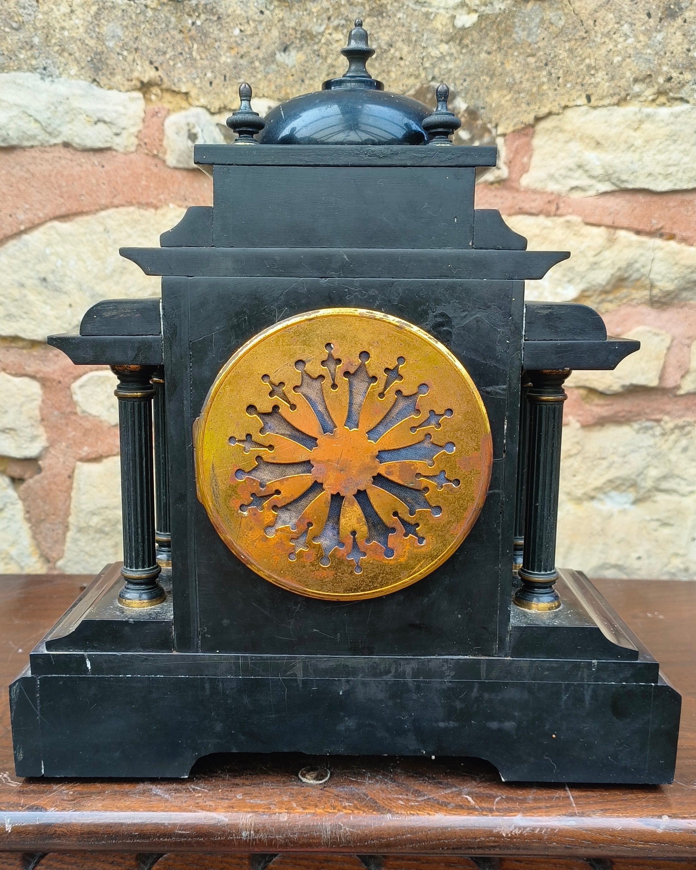 Classic Antique English Mapping Brothers Slate & Marble 8-day Mantel ...