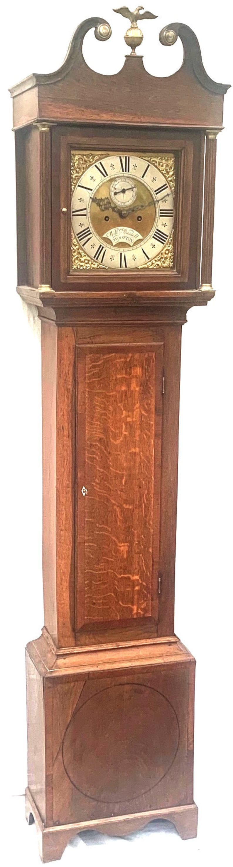 19THC English 8-day Longcase Clock in Oak Case With Brass Dial - Signed ...