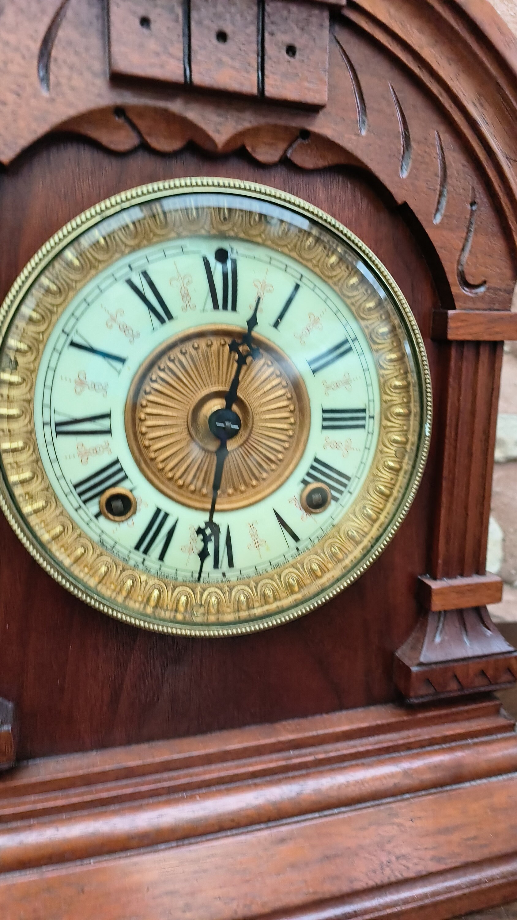 Amazing Antique Ansonia American Oak Gingerbread Mantel Clock 8 Day ...