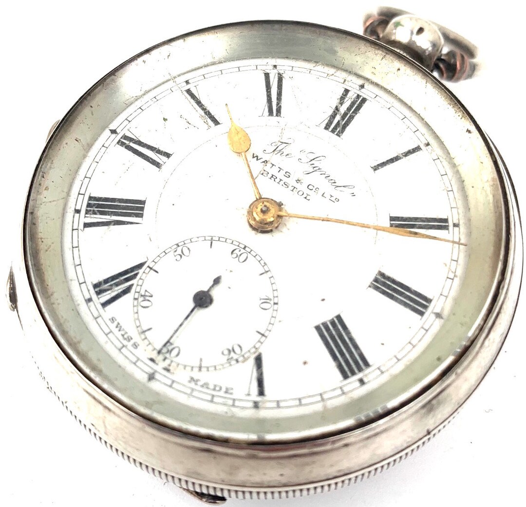 Good Large Antique English Silver Fusee Pocket Watch Signal Watch ...