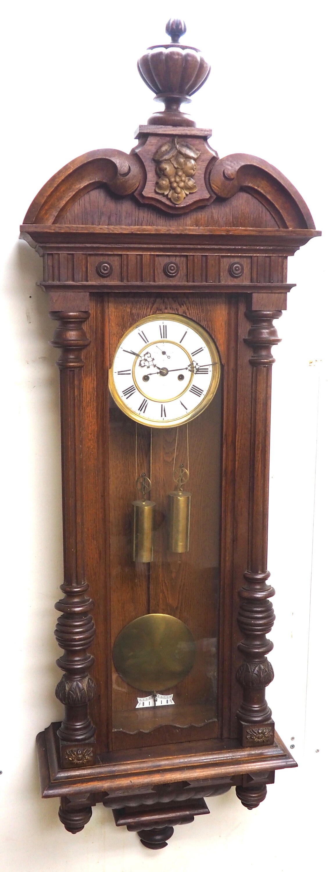 Rare Impressive Antique Oak Cased 8-day Twin Weight Striking Vienna ...