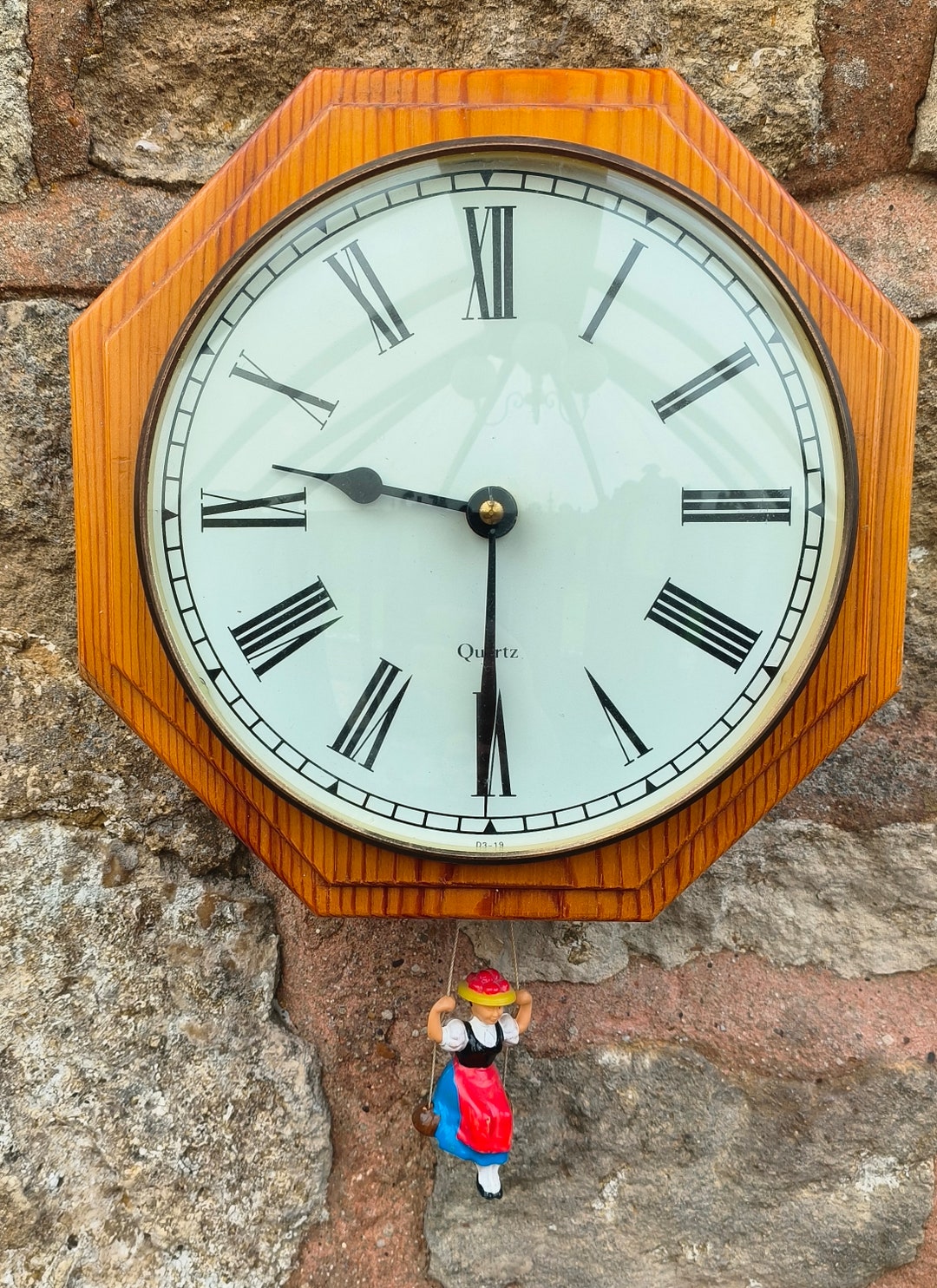 Vintage One off Handmade Pine Wall Clock With Lady Pendulum - Etsy