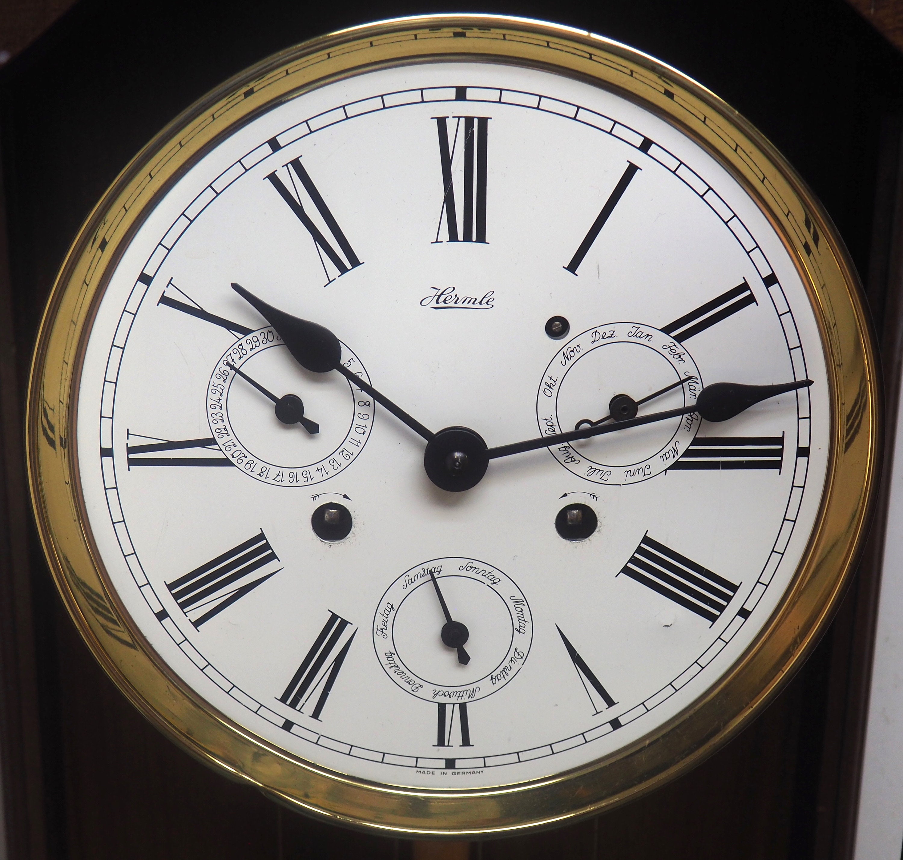 Fine Hermle Multi Dial Wall Clock 8 Day Weight Driven Chiming Wall ...