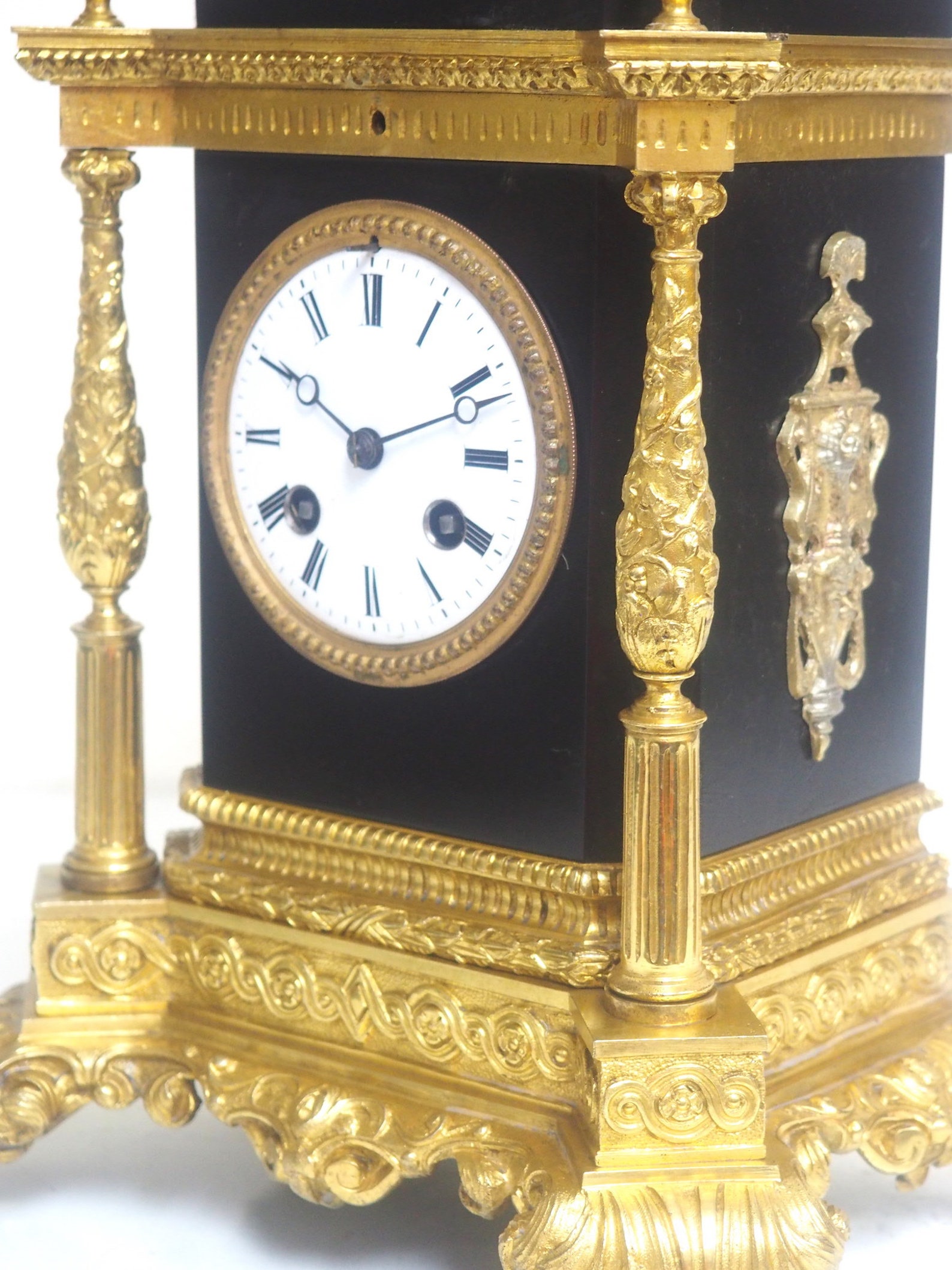 Antique Ormolu Bronze Mantel Clock Trumpet Playing Child Solid Bronze ...
