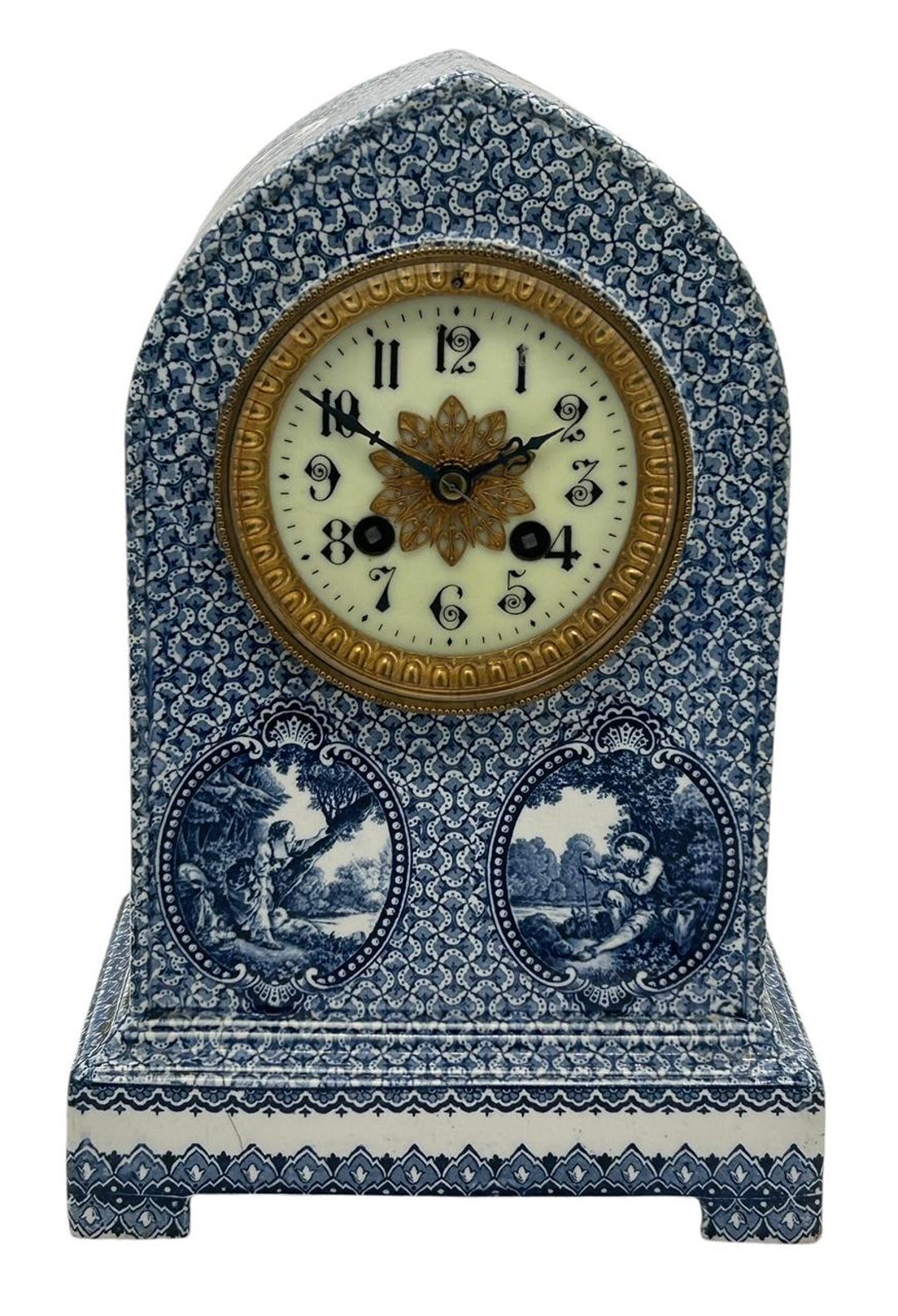 Gorgeous Delftware Studio Pottery Mantel Clock - 8 Day Bell Striking ...