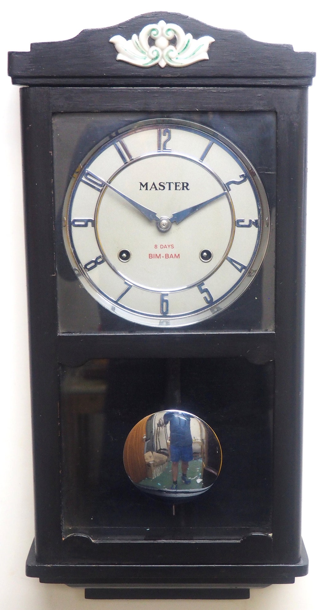 Ebony Master 8-day Wall Clock 1970s Chrome Dial Striking Wall Clock ...