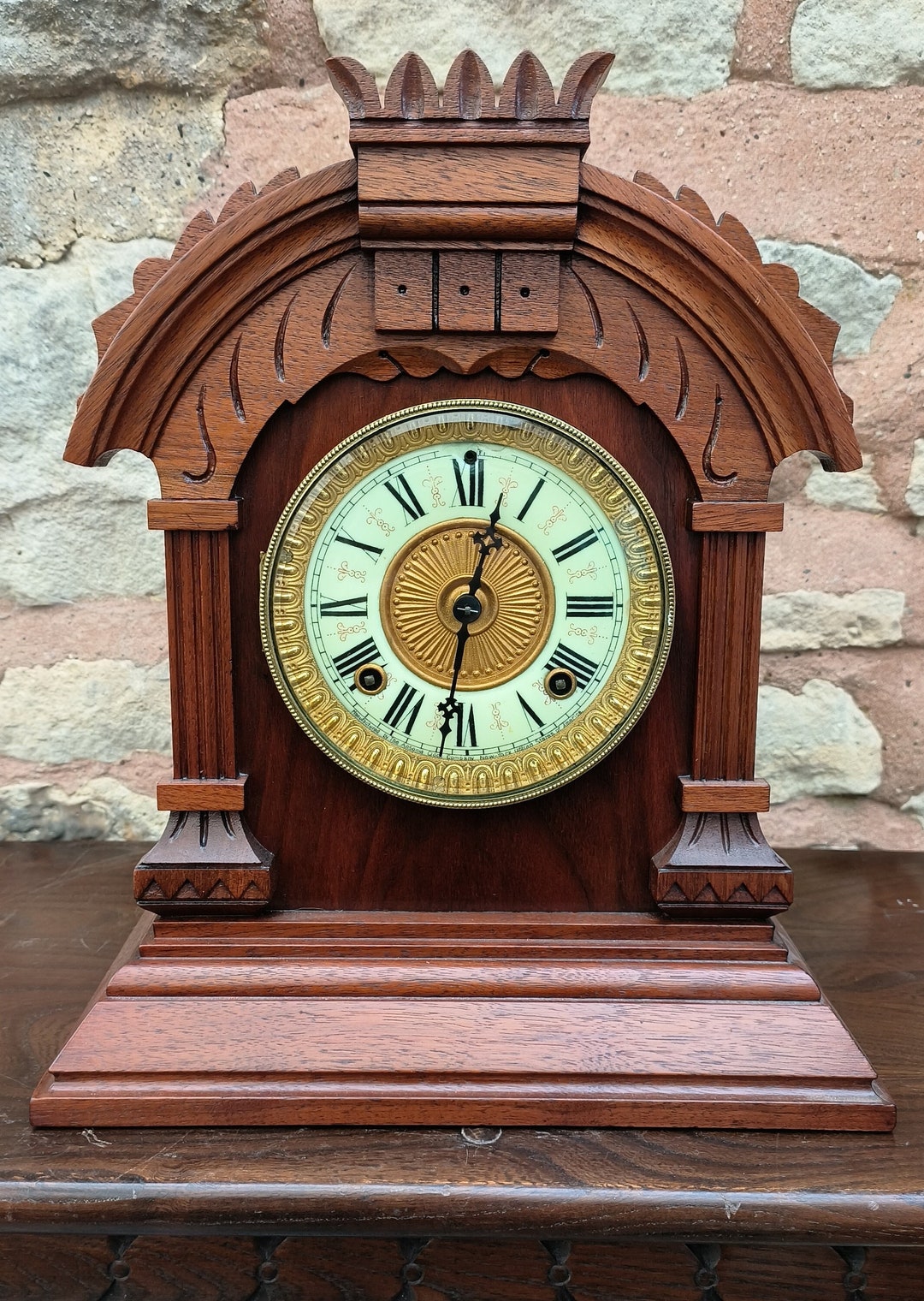 Amazing Antique Ansonia American Oak Gingerbread Mantel Clock 8 Day ...