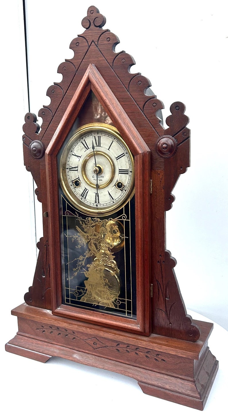Super Rare American Gingerbread Mantel Clock Antique 8 Day Striking ...