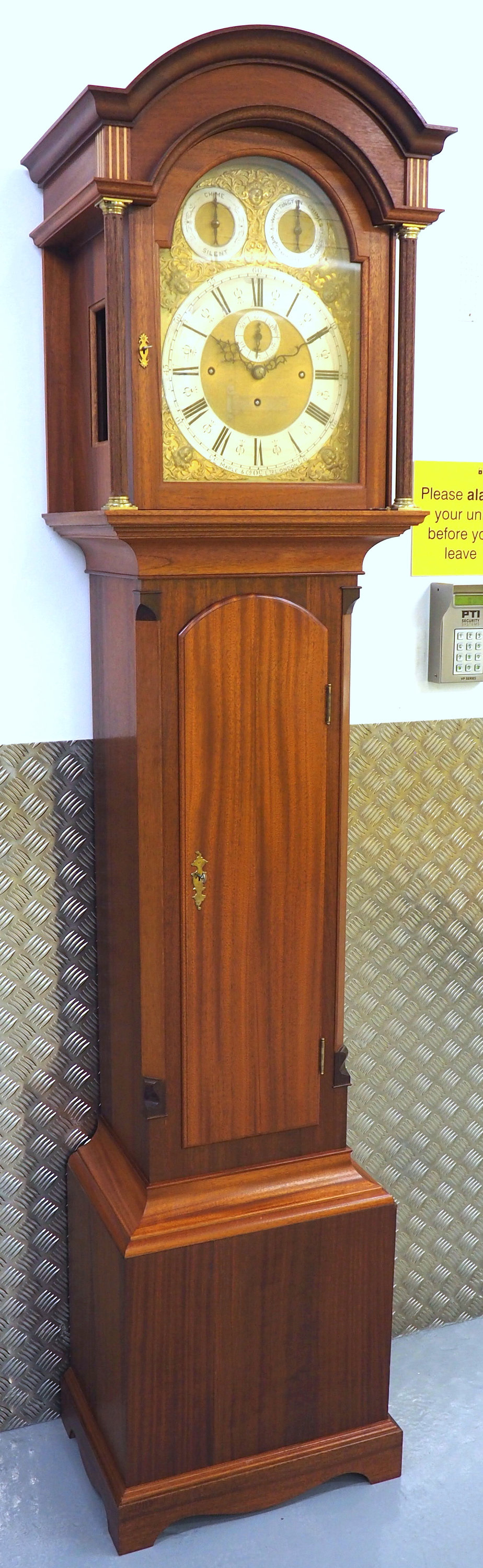19THC English Style Chiming Longcase Clock Mahogany 8 Bell Grandfather ...