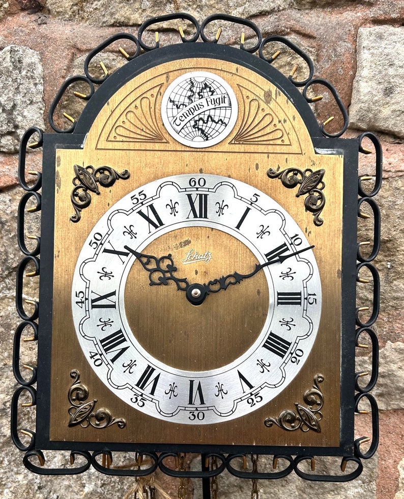 German Schatz Striking Dial Wall Clock Iron Carved Frame Brass Dial - Etsy